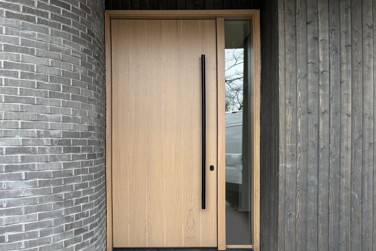 Modern Entry Door with Black Pull Bar